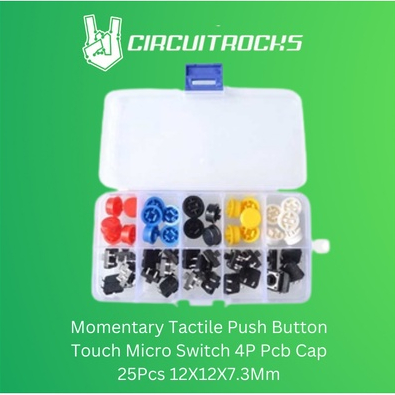 Momentary Tactile Push Button Touch Micro Switch 4P Pcb Cap 25Pcs ...