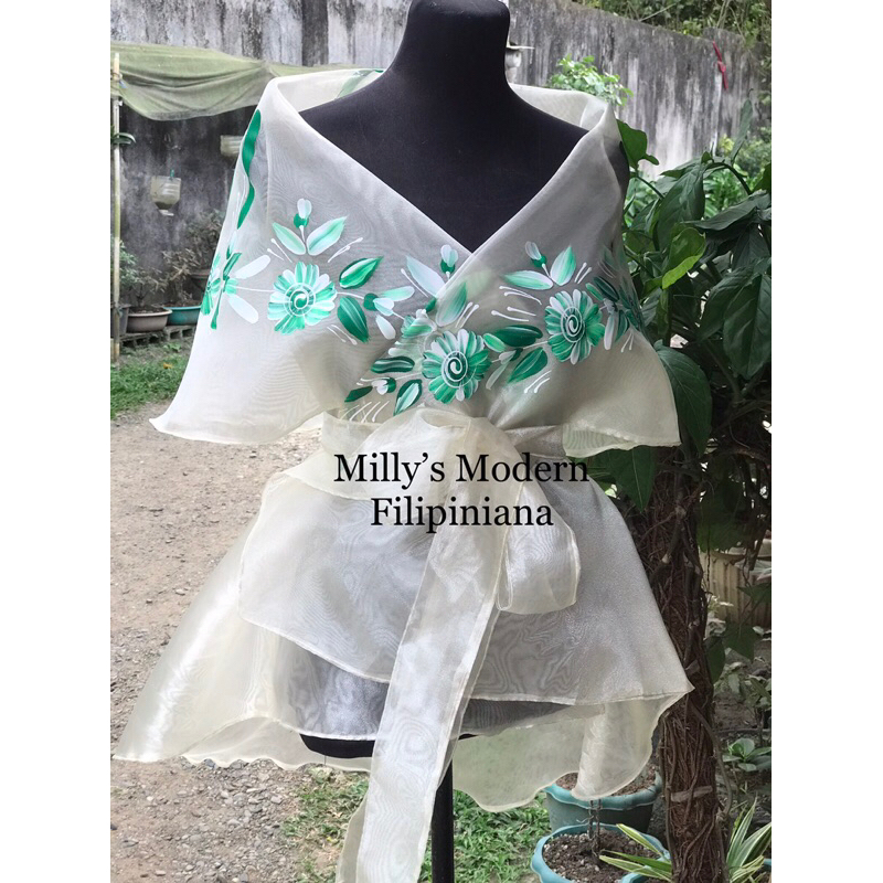 Modern Filipiniana wrap around panuelo alampay balabal/ medium -2xl ...