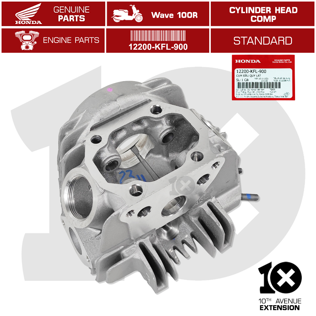 10thX Honda Genuine Cylinder Head Comp Part No. 12200-KFL-900 for Wave ...