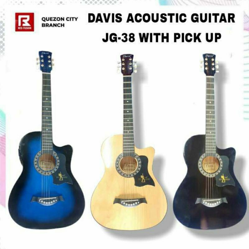 Davis Acoustic Guitar 38" with Pick Up | Shopee Philippines