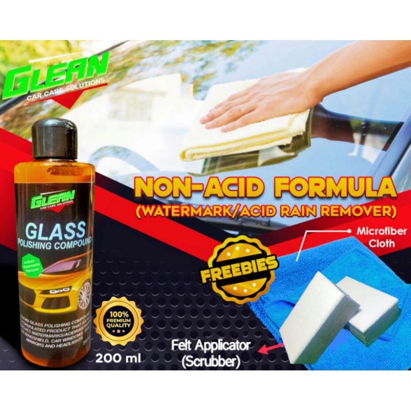 GLEAN GLASS POLISHING COMPOUND (NON-ACID FORMULA/Applicator Sponge ...