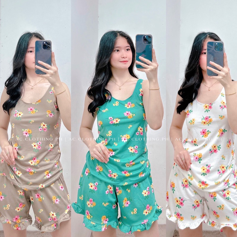 Floral sando ruffles short terno | Shopee Philippines
