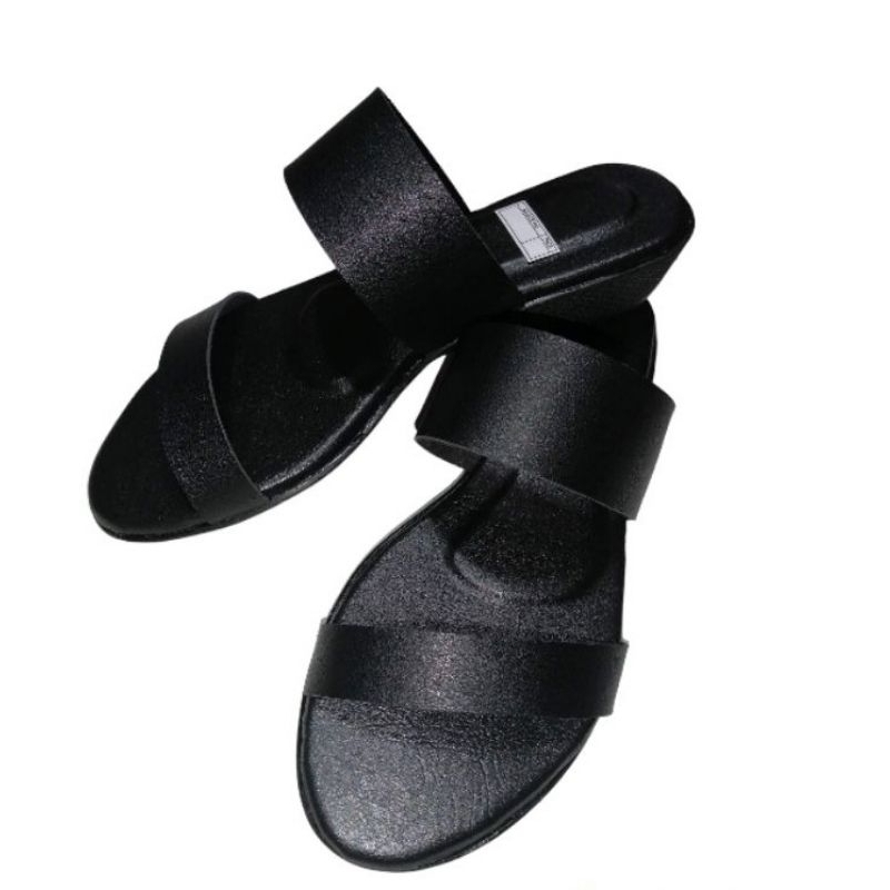 Duty Sandals, Marikina made 1 inch only Leather (SMC-MATTE BLACK LANG ...