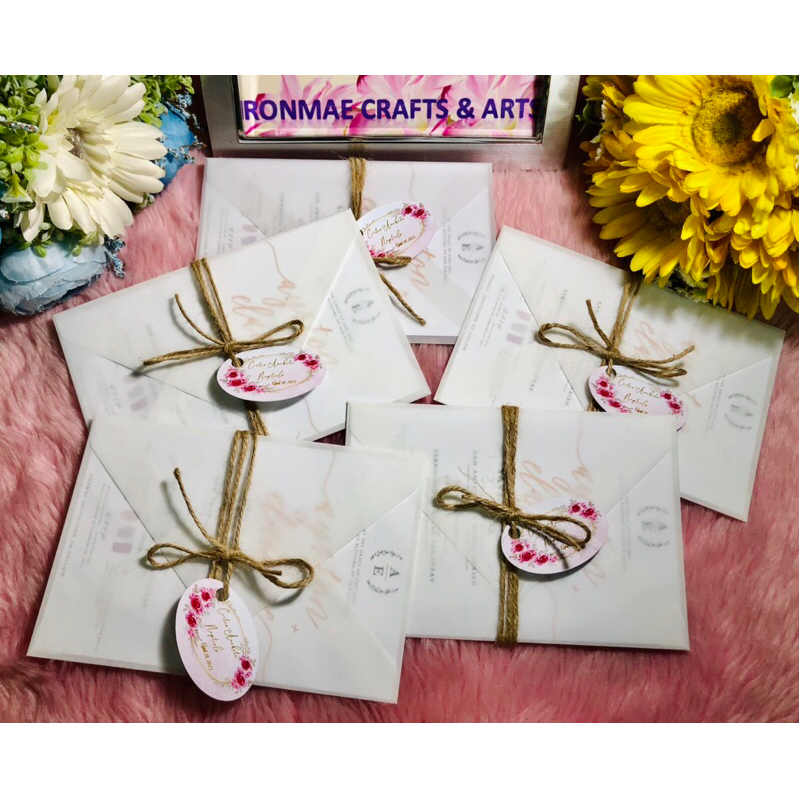 RonMae ️SET of Transparent Envelope with Invitations and Belt&Tag ...