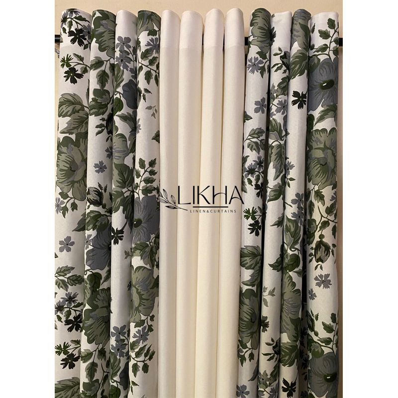 LIKHA - 3in1 Elegant Tanya Floral Print Ring Curtains ( 6ft/7ft ) - sold per PIECE/SET | Shopee ...