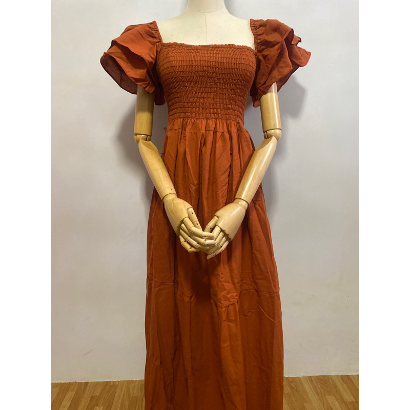 Seniora (L-2XL) Maxi Linen & SENEPA Smocking Dress (PLUS SIZE) | Shopee ...