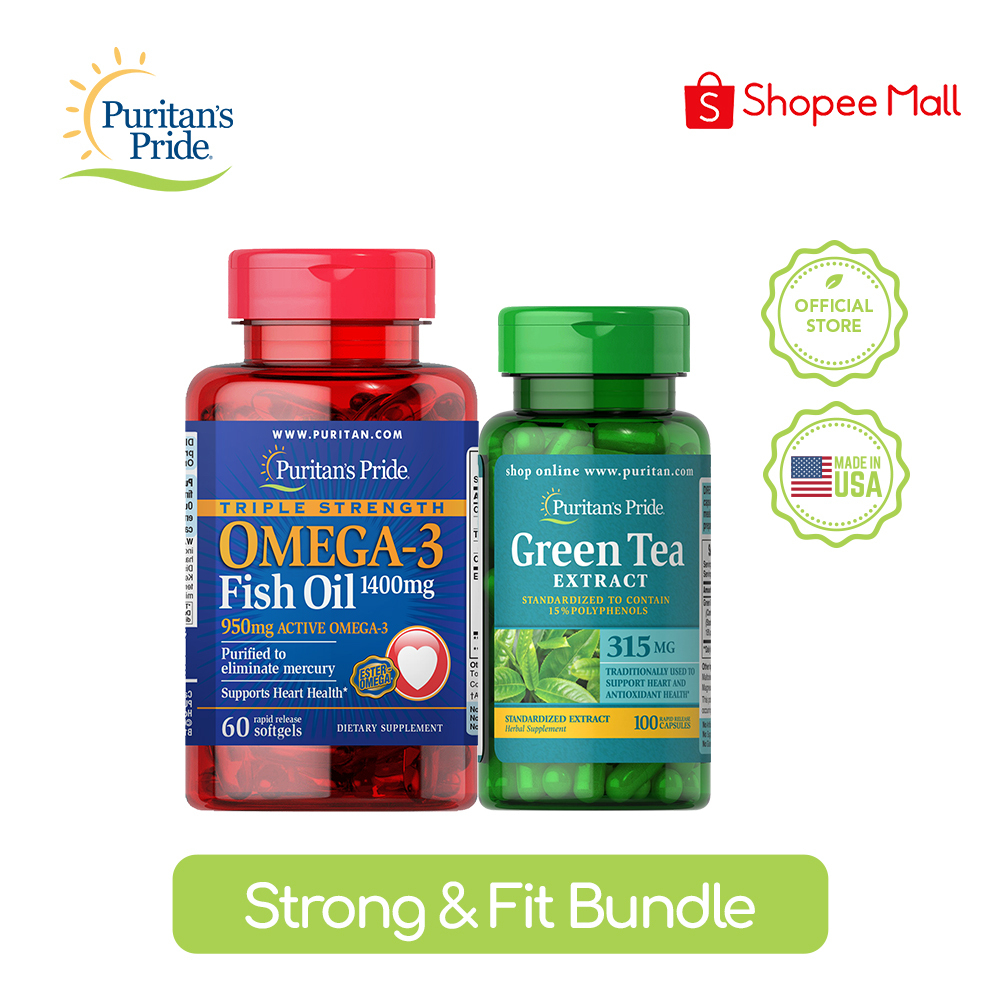 Strong & Fit Bundle Fish Oil 1400 mg + Green Tea Extract 315 mg Puritan ...