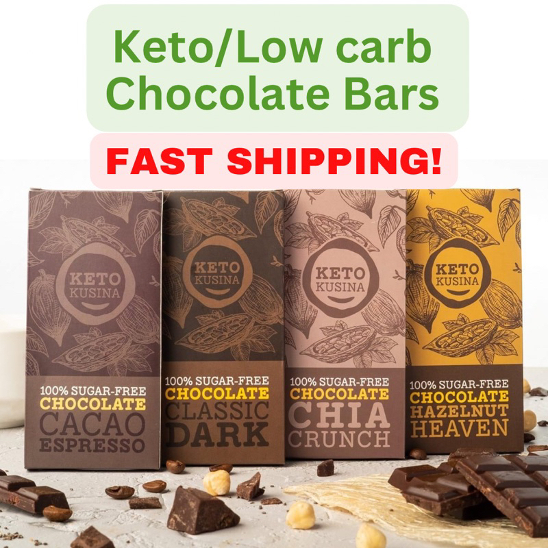Keto Kusina Chocolate Bars - 100% Keto/Low carb Approved - Sugar Free ...