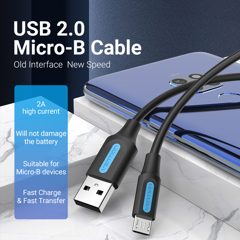 Vention Micro USB Cable 3A USB 2.0 Fast Charging Data Line for Android ...
