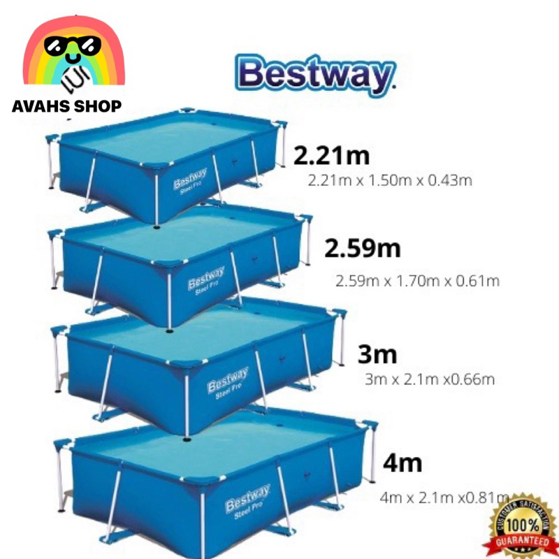 BESTWAY STEEL PRO SWIMMING POOL 2.21 2.5 3M 4M / WITH FREEBIES | Shopee ...