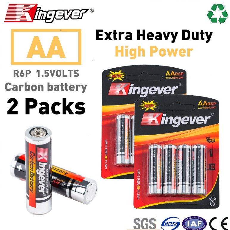 Kingever 100% Original AA R6p High Power 4pcs/Pack Extra Heavy Duty Battery Black Diamond Series ...