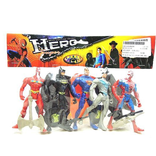 5PCS Super HERO Toys Contents spiderman iron man And captain america ...