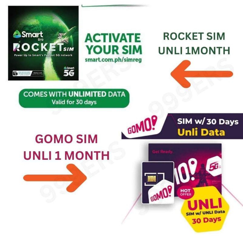 SMARTBRO/GOMO/ROCKET SIM UNLI | Shopee Philippines
