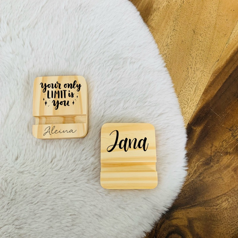 Personalized laser engraved wooden phone/tablet stand | Shopee Philippines