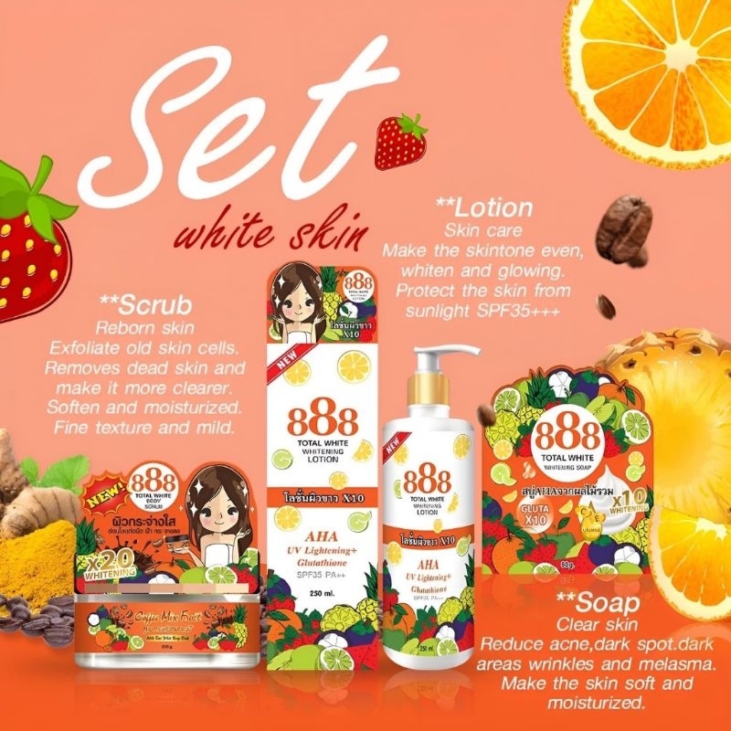 888 TOTAL WHITE WHITENING LOTION/WHITENING SOAP/WHITENING UNDERARM ...