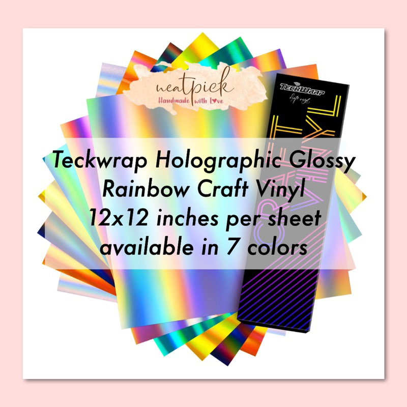 Teckwrap Holographic Glossy Rainbow in 7 colors 12x12" for Cricut Cameo ...