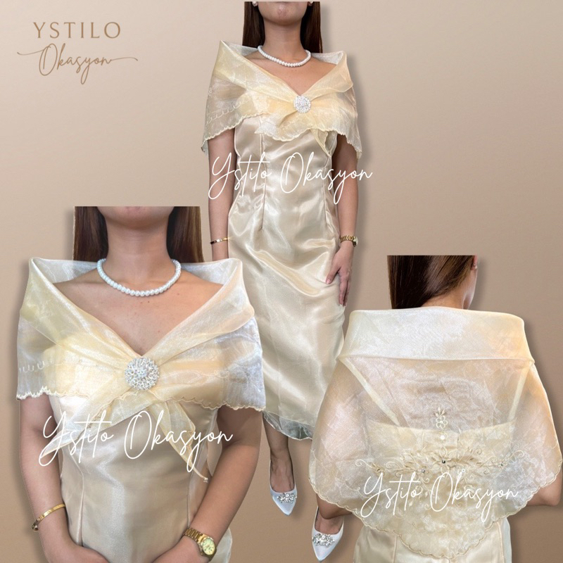 ALAMPAY CLASSIC - Shawl Maria Clara Inspired (FREE BROOCH PIN) | Shopee ...