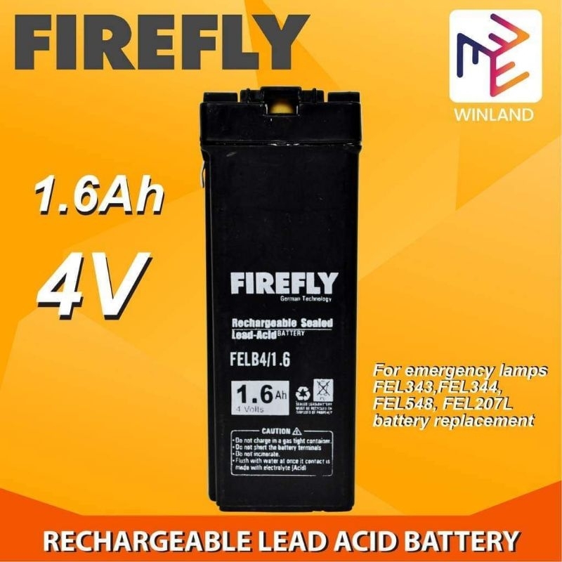 Firefly FELB4/1.6 rechargable lead acid battery 1.6AH 4V | Shopee ...