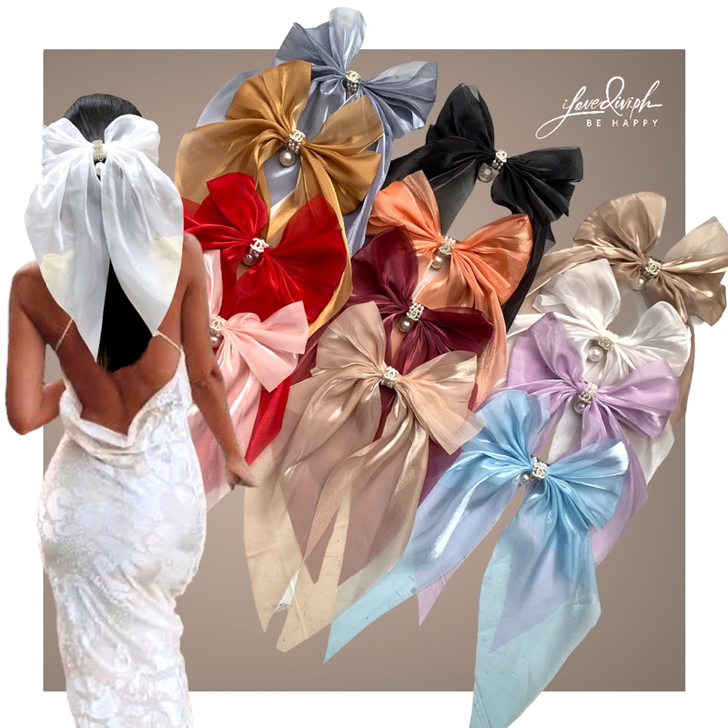 ilovedivi Exaggerated Extra Large Size Flowy Chiffon Shiny Tail Bow ...