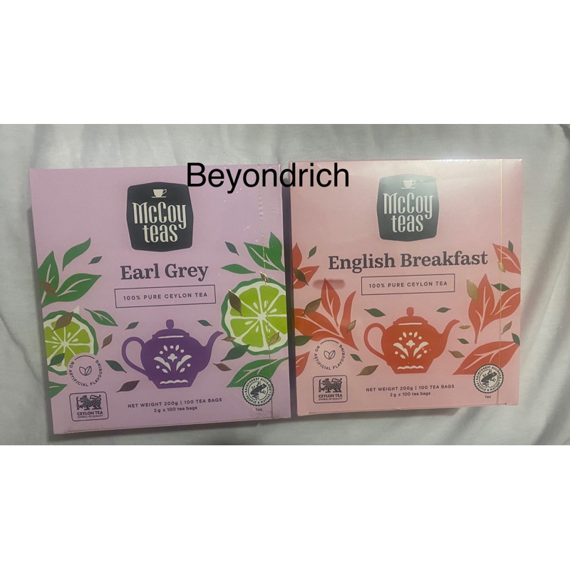 McCoy Teas Earl Grey English Breakfast 100% Pure Ceylon Tea 100 Tea ...