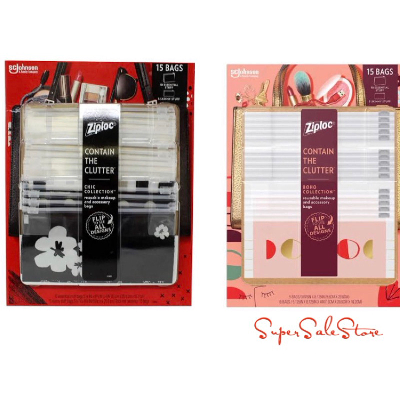 Ziploc The Clutter Reusable Plastic Storage Organizer Bags, 15 Pack ...