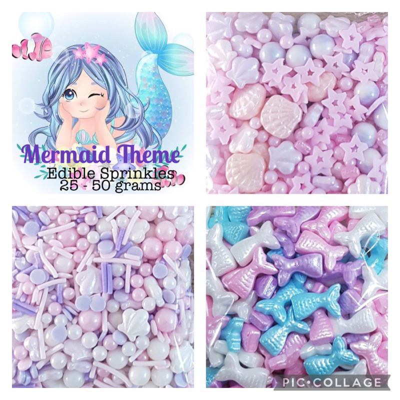 Mermaid Cake Sprinkles/ Under the Sea topper / shell edible sprinkles ...
