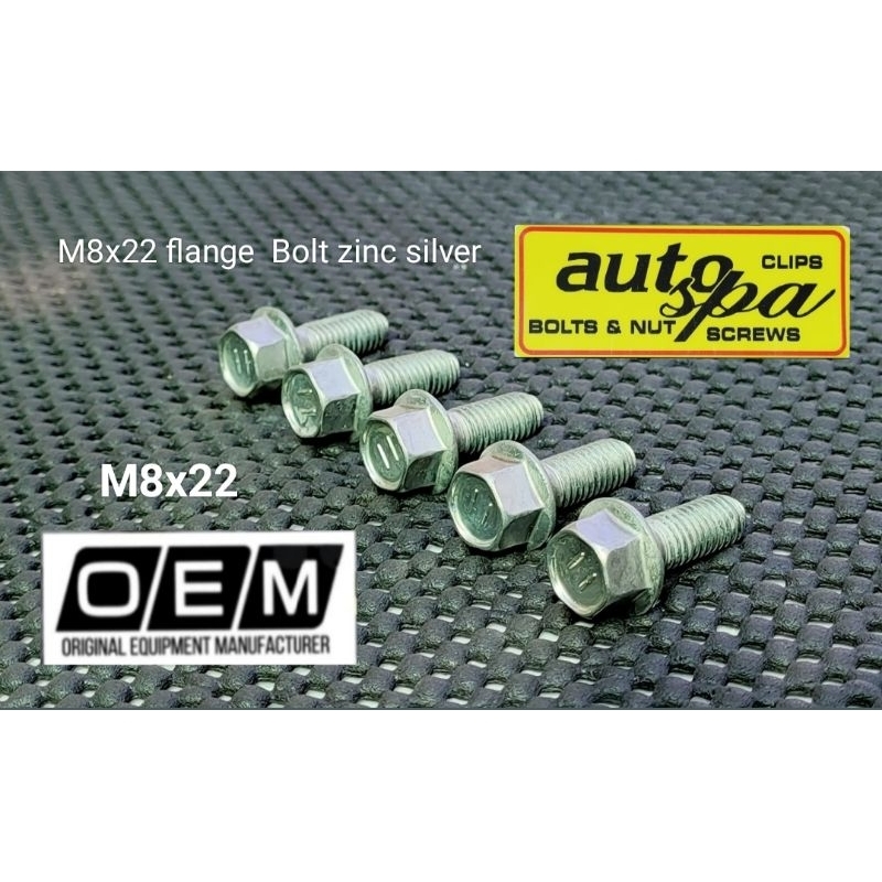 OEM M8x22 flange Bolt zinc silver | Shopee Philippines
