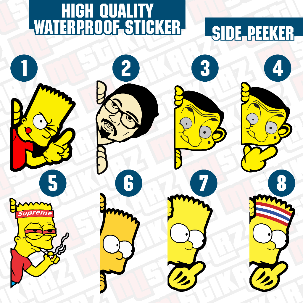 Bart Side Peeker Vinyl Waterproof Sticker | Shopee Philippines