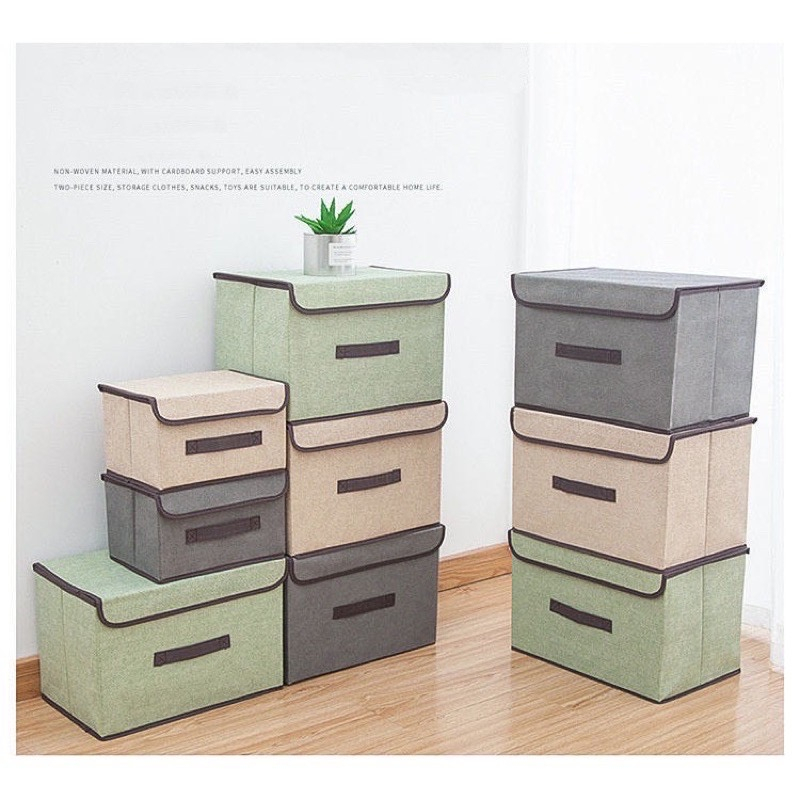 BUZZ 2in1 Plain Color Foldable Storage Box Organizer With Cover Set ...