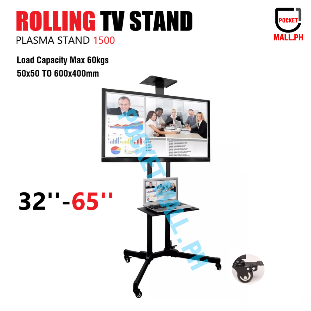 TV Stand Adjustable TV Wall Mount Universal Trolley Stand 32-65 Inch ...