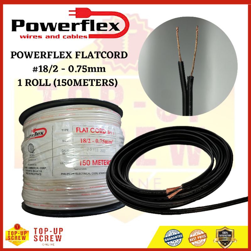 POWERFLEX FLATCORD Duplex Extension Wire | Pure copper #18/2 | Sold per ...