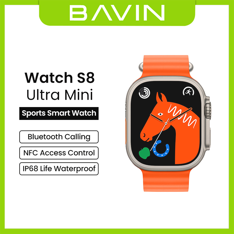 Bavin S8 Ultra Mini 1.86 inch HD Screen Bluetooth Smartwatch IP68 ...