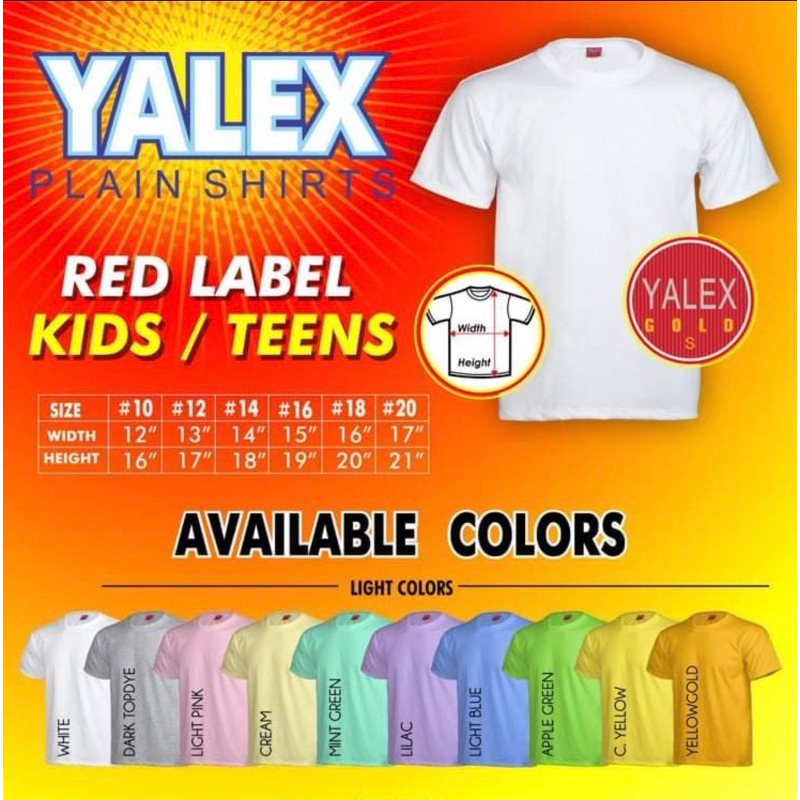 YALEX KIDS / TEENS RED LABEL UNISEX ROUND NECK PLAIN T-SHIRT - Light ...