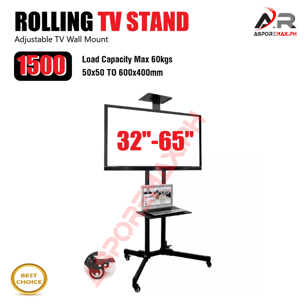 TV Stand Rolling Tv Cart Mobile Stand For 32-65 Inch Led Lcd Oled ...