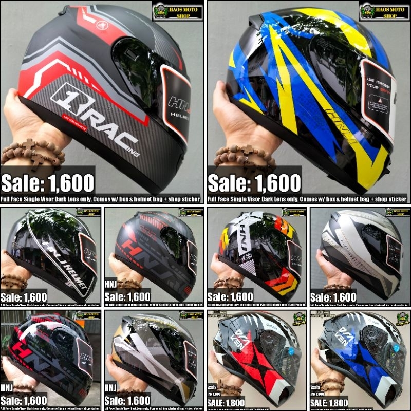 HNJ full face motorcycle helmet icc ps mark approved | Shopee Philippines