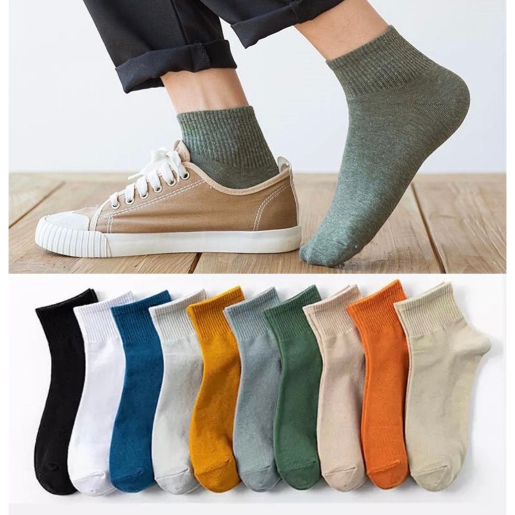 10 Pair Assorted Color Cotton Socks for Unisex Ankle Socks For Women ...