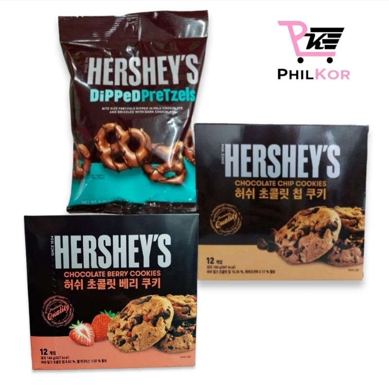 Hersheys Chocolate Chip Cookies 144g / Dipped Pretzels 120g /Lotte Chic ...