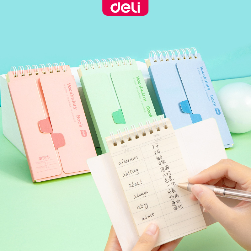 Deli 130mm*75mm Mini Portable Vocabulary Book 90Sheets Spiral Notebook ...