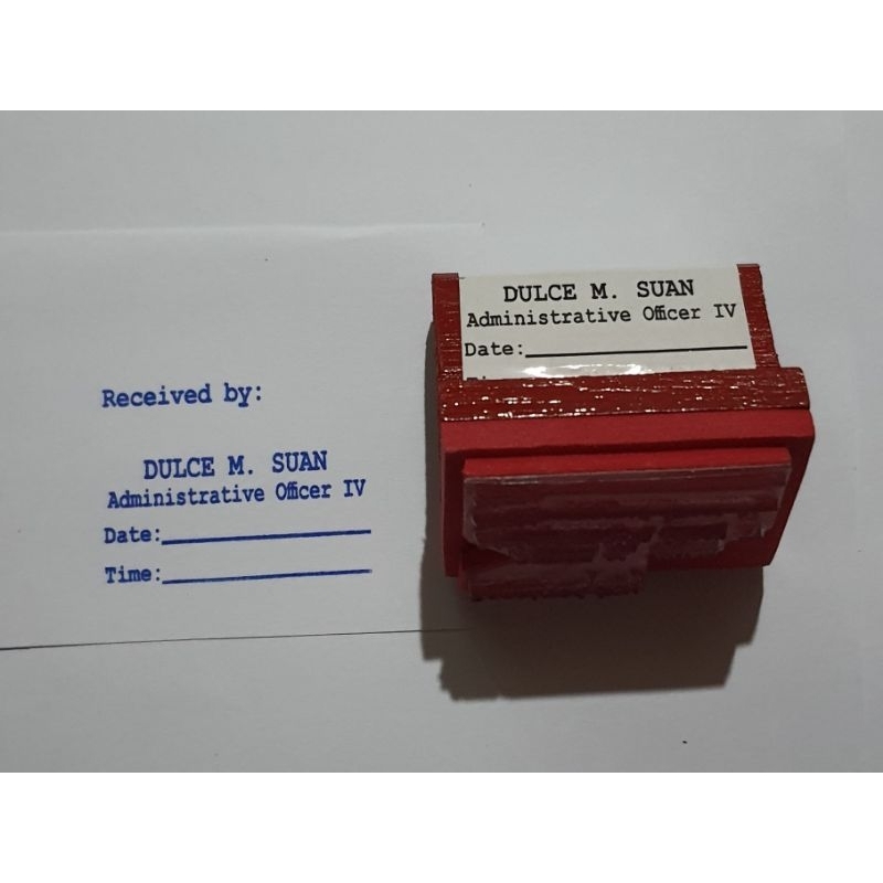 Rubber Stamp Machine Made Wooden Handle " RECEIVED " w/ name/position ...