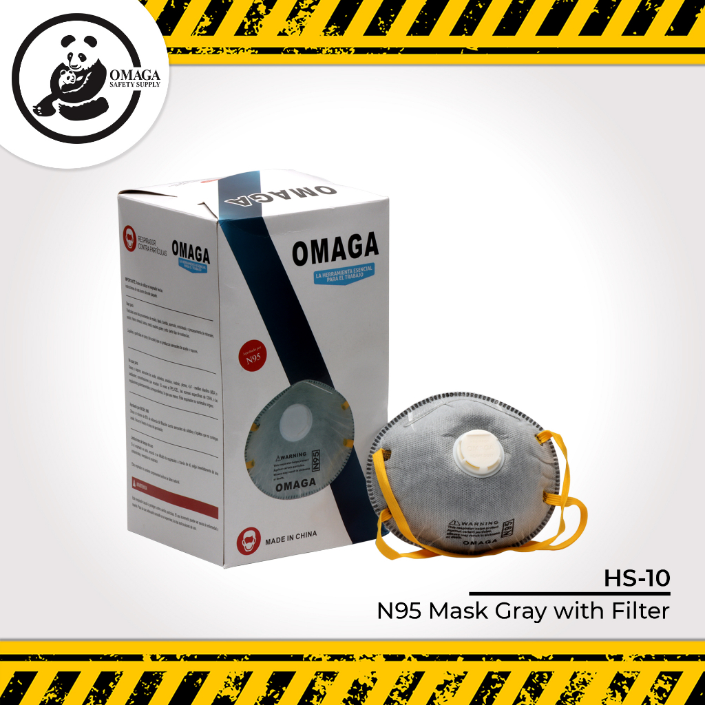 Omaga Construction N95 Mask GRAY with filter | Shopee Philippines