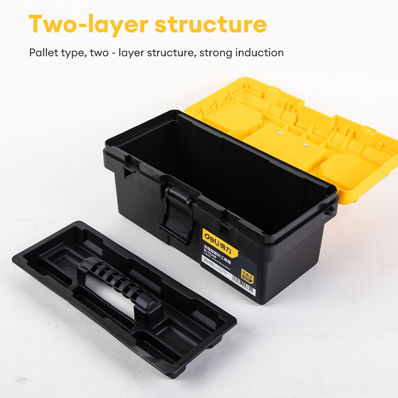 Deli 12-19 inch Heavy Duty Tool Box Toolbox Double Layer Plastic Tool ...