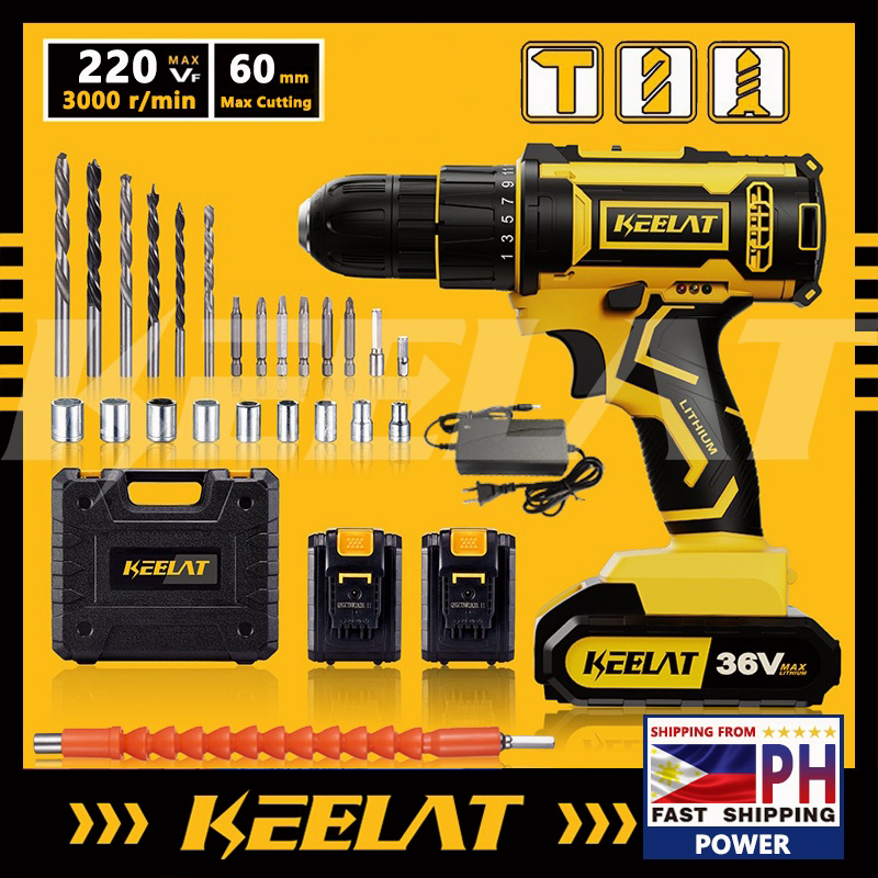 KEELAT KCD005 Cordless Set Drill Battery Hand lmpact Dril Screwdriver ...