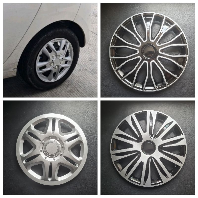 R13 (4 pc set) Wheel Hub Cover Silver Free Cable Tie Hyundai Eon Toyota ...