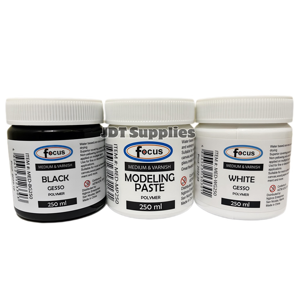 [250ml] Focus White/Black Gesso Polymer & Modeling Paste Polymer ...