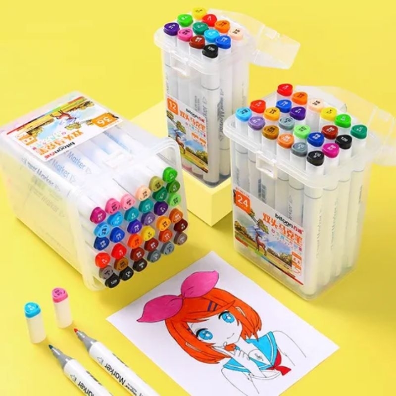 Art Marker Dual tips Alcohol Ink Marker (12color,24color) | Shopee ...