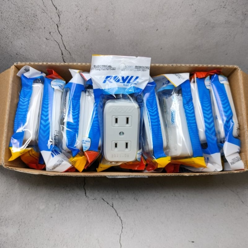 1 Box (20pcs.) Royu 2 Gang Flat Pin Outlet Wholesale REDOU302 | Shopee ...