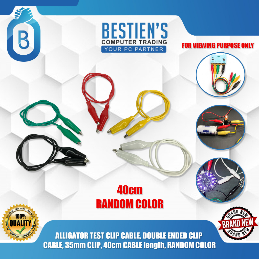 ALLIGATOR TEST CLIP CABLE, DOUBLE ENDED CLIP CABLE, 35mm CLIP, 40cm ...
