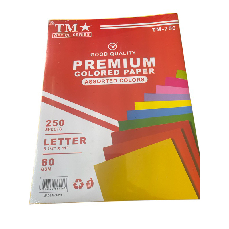 TM COLORED PAPER, Assorted colors, 250 sheets, letter size | Shopee ...