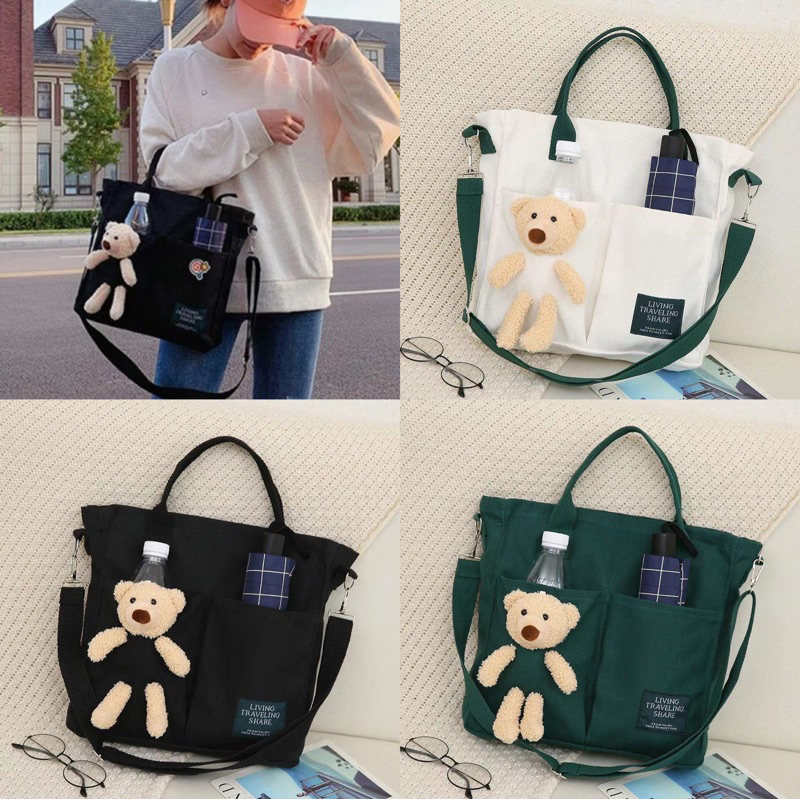 Best New Arrival Big Bear Tote Canvas Bag Fashion For All Women Korean Design High Quality W ...