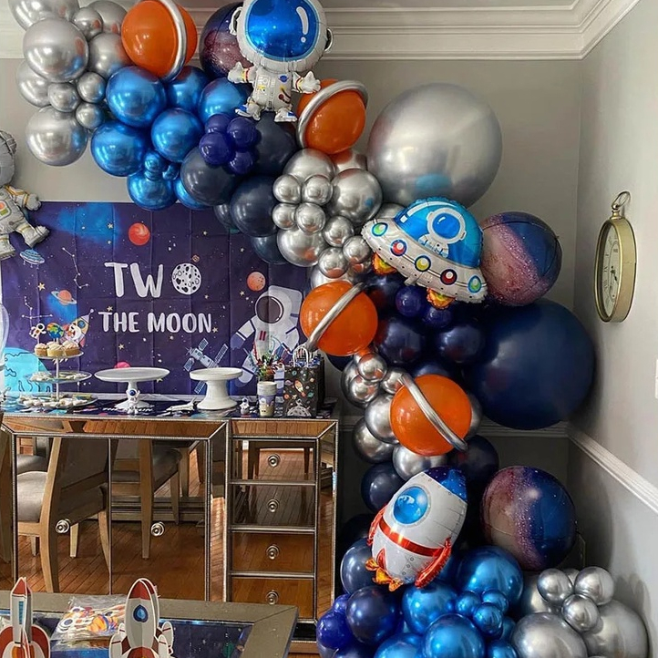 120Pcs Universe Space Astronaut Theme Latex Balloons Garland Arch Chain ...